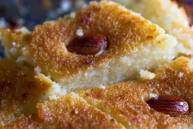 Basbousa (Coconut Yogurt Semolina Cake) | Gimme Delicious