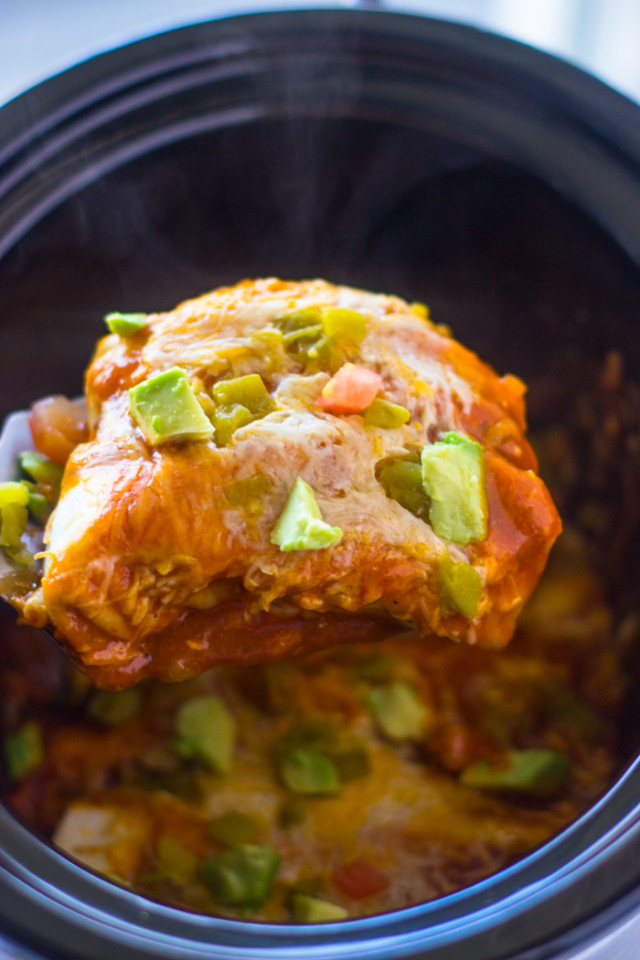 Slow Cooker Chicken Enchiladas | Gimme Delicious