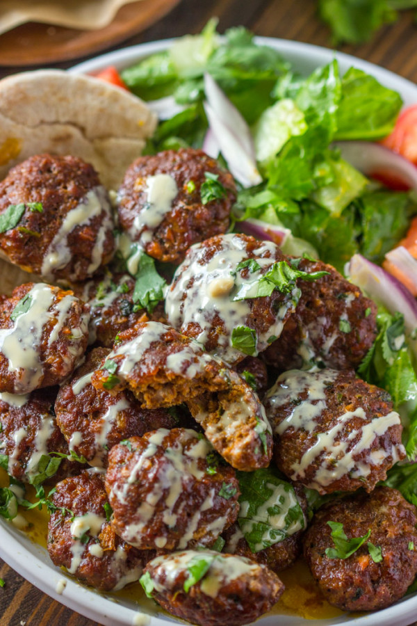 Easy Baked Kofta Patties with Tahini Sauce | Gimme Delicious