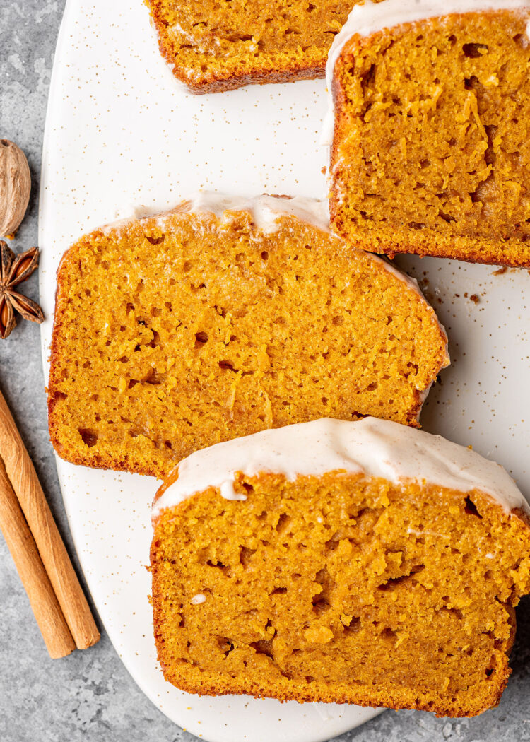 Pumpkin Bread with Cream Cheese Icing | Gimme Delicious