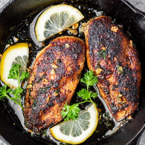 Blackened Chicken Breasts with Garlic Lemon Butter | Gimme Delicious