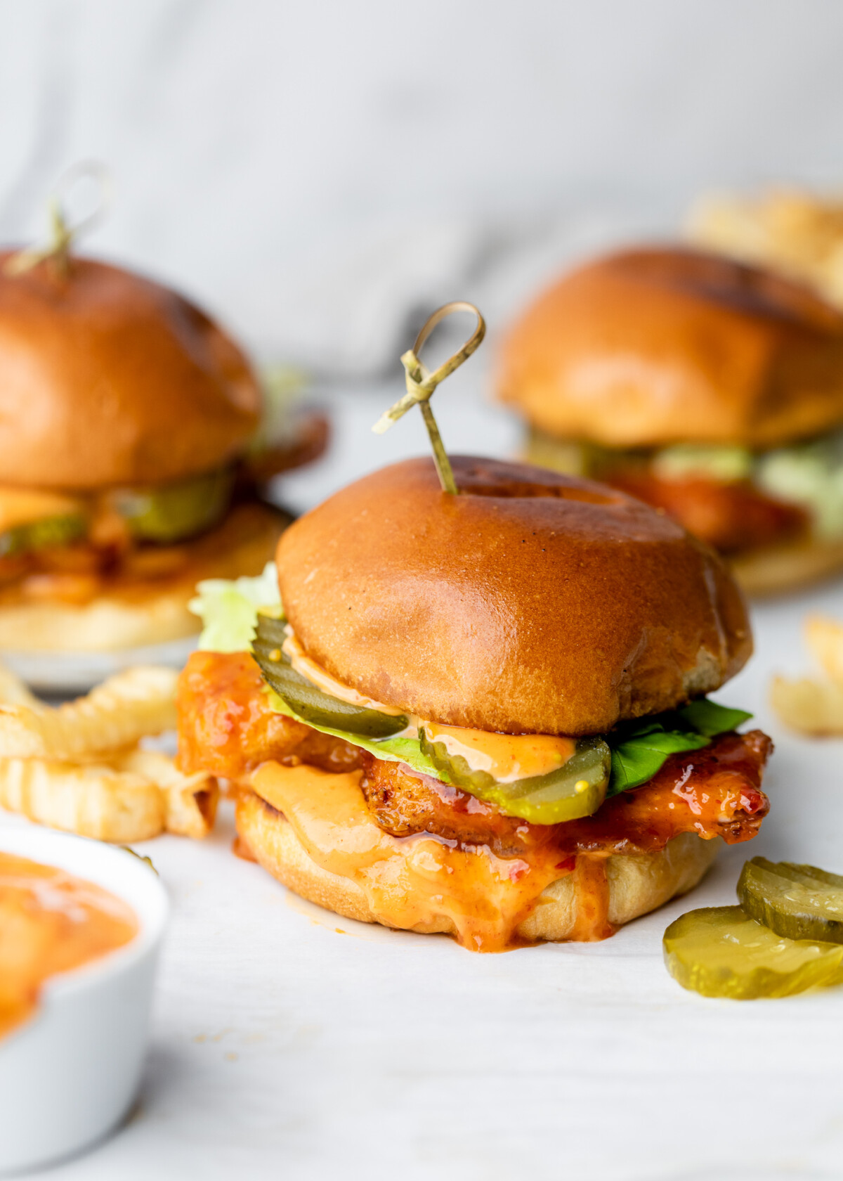 Sticky Sweet Chili Fried Chicken Sandwiches | Gimme Delicious