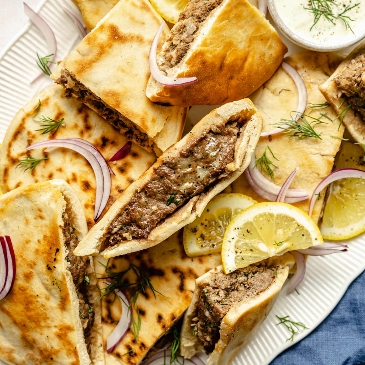 Arayes (Middle Eastern Burger Stuffed Pita) | Gimme Delicious