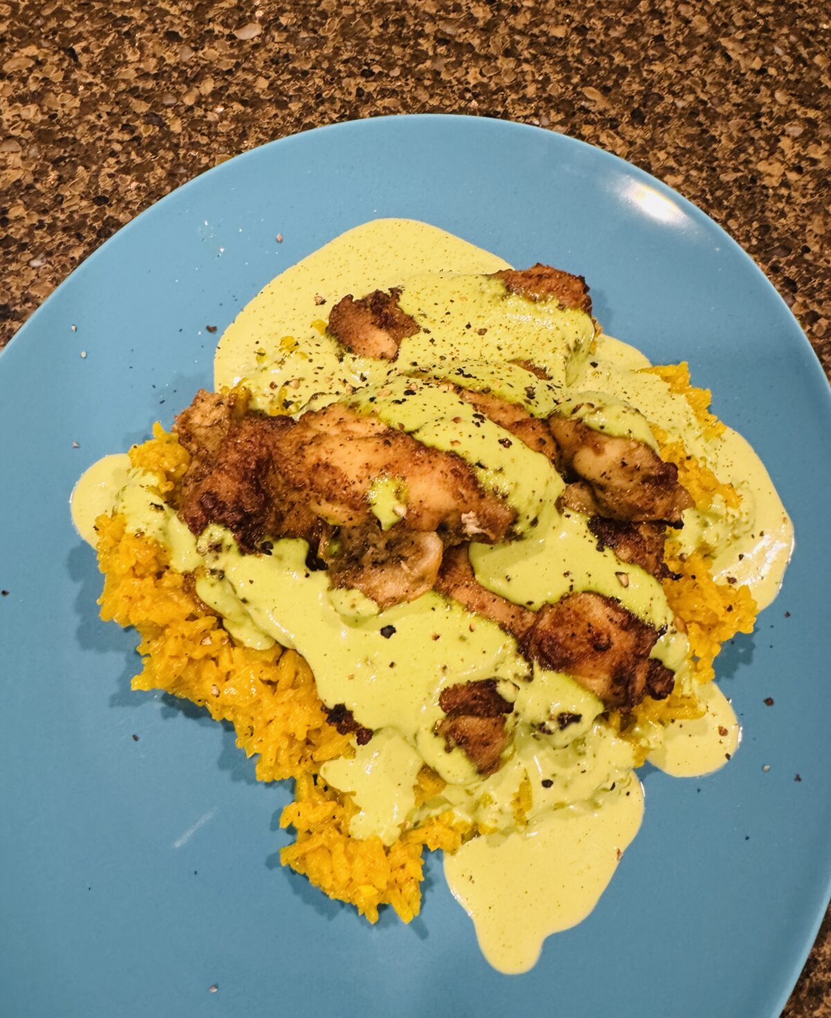 Peruvian Chicken & Rice with Green Sauce | Gimme Delicious