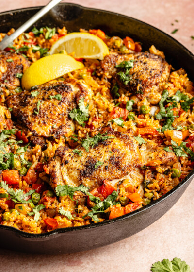 One Pan Spanish Chicken and Rice | Gimme Delicious