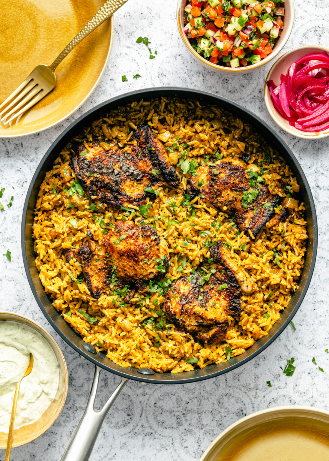One Pan Chicken Shawarma and Rice | Gimme Delicious