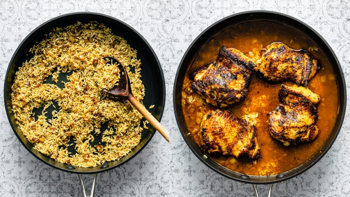 One Pan Chicken Shawarma and Rice | Gimme Delicious