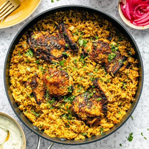 One Pan Chicken Shawarma and Rice | Gimme Delicious